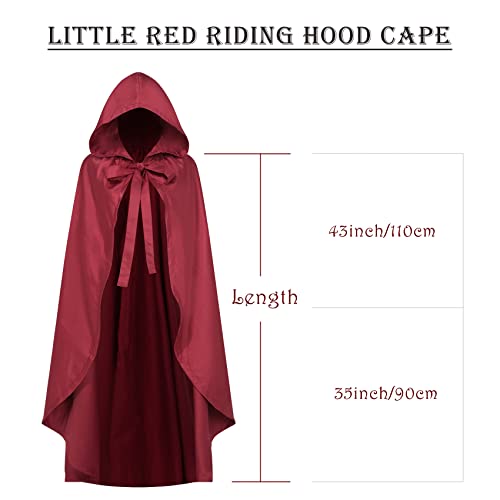 Regenboog Girls Velvet Little Red Riding Hood Cape,Red Velvet Cape for ...