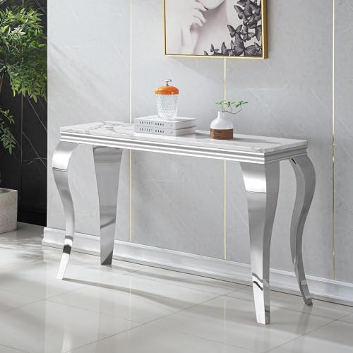 Amazon.com: Goderfuu 47" White Marble Console Table, Rectangular Faux ...