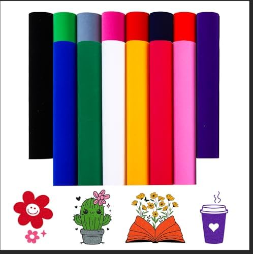 Amazon.com: HTVSTD Flocked HTV Vinyl - 14 Sheets 12x10 inches Colorful ...