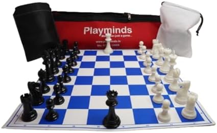Buy Playminds 20'' x 20'' Tournament Chess Vinyl Foldable Chess Game with Solid Plastic Pieces ...