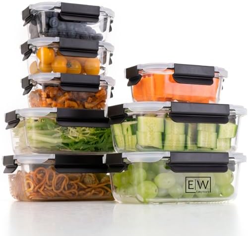 EasyWare JUEGO DE RECIPIENTES DE VIDRIO HERMÉTICO, CONTENEDORES Para ...