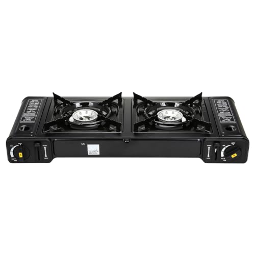 Taylor & Brown Portable Dual Burner Camping Stove Stainless Steel with ...