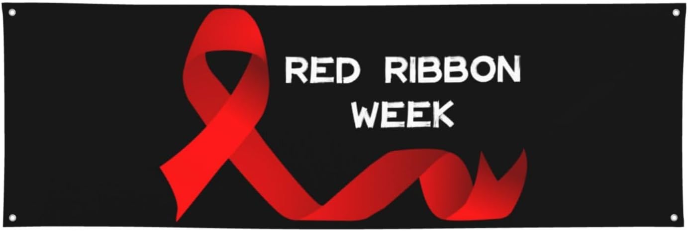 Amazon.com: Red Ribbon Week Awareness Banner Party Backdrops Background ...