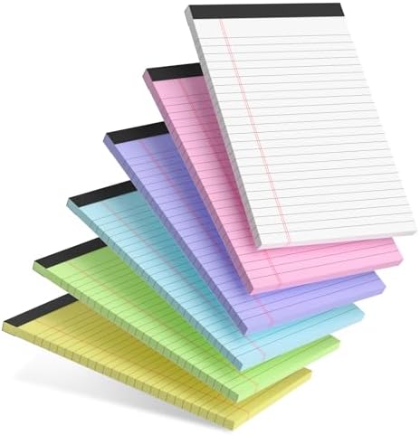 Amazon.com : AILZFEI 6pcs Small Note Pads 5x8 Colored Legal Pads Paper ...