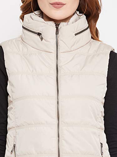 Octave Women's Medium Quilted Half Sleeve Jacket Beige : Amazon.in ...