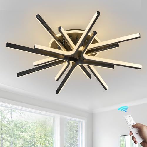 BNHHLZ Modern Dimmable LED Ceiling Light Black Linear Light Fixtures ...