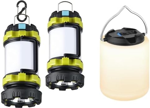 Amazon.com: Bundle: 2 Pack Camping Lantern Flashlights (1000LM, 6 Modes ...
