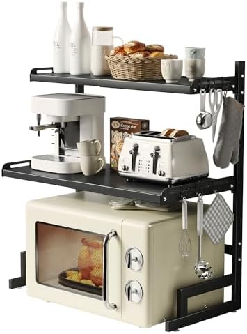 Amazon.com: Adjustable Microwave Stand,Microwave Oven Rack Shelf Heavy ...