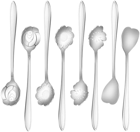 Amazon.com: Chengu 8 Pieces Flower Coffee Spoons Stainless Steel Sugar ...
