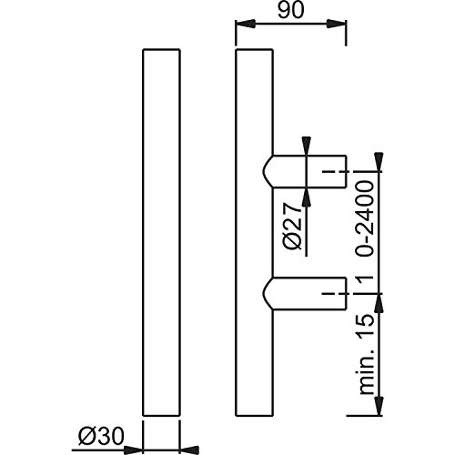 Hoppe E5011Stainless Steel Matt, Design: Straight, Rod Handle Shock ...