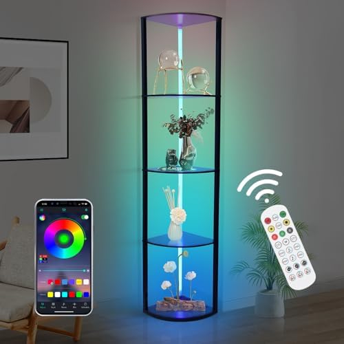 Amazon.com: XIIW 5 Tiers Corner Shelf with Light, RGB LED Corner ...