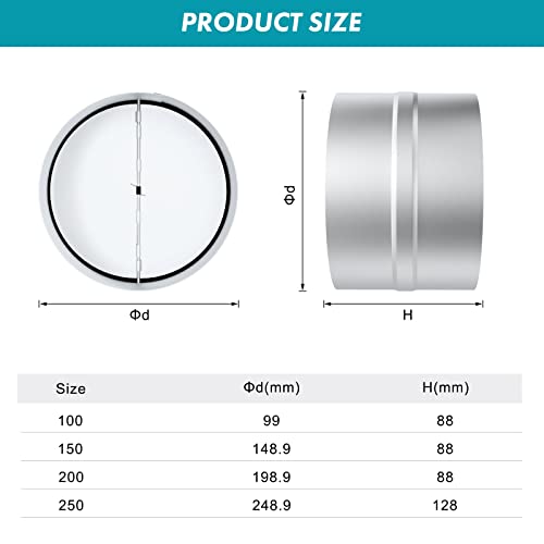 Snapklik.com : 4 Inch Backdraft Damper, HG POWER One-Way Duct Damper ...