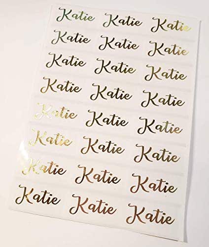 Amazon.com: 72 Medium GOLD INK on Clear Transparent -Waterproof Name ...