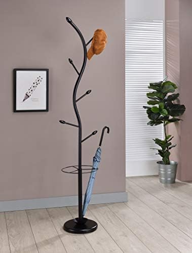 Amazon.com: Legacy Decor Metal and Wood Hall Tree Coat Hat Rack Black ...