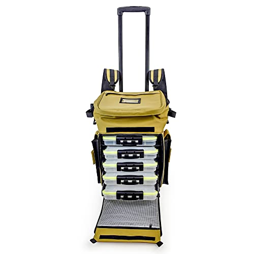 HalfHook Rolling Fishing Tackle Backpack- Waterproof Fishing Tackle Bag ...