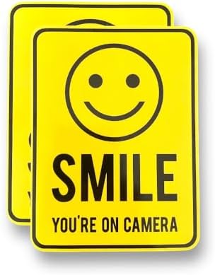 2 PACK - Small 9cm X 12cm SMILE YOUR ON CAMERA Self Adhesive Stickers ...