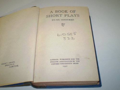 A Book of Short Plays: XV-XX Centuries: Various: Amazon.com: Books