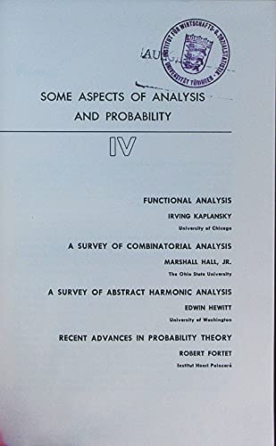 Some Aspects of Analysis and Probability.: Kaplansky, Irving, Marshall ...