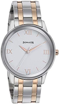 Sonata Quartz Analog with Day and Date White Dial Stainless Steel Strap ...
