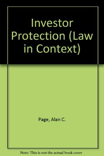 Investor Protection: Page, A.C.: 9780297821311: Amazon.com: Books