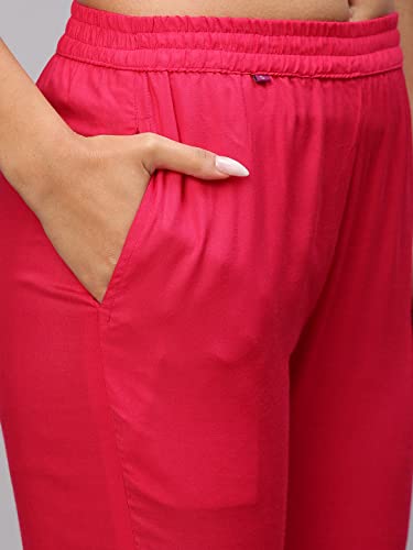 Buy GoSriKi Women's Cotton Blend Printed Straight Kurta with Pant ...