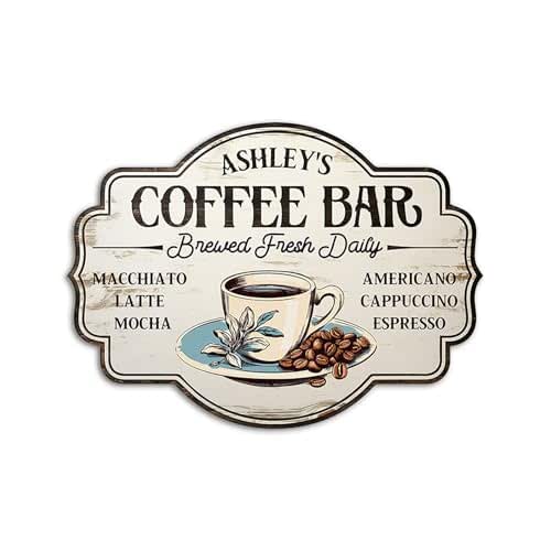 Amazon.com: THUYPT Personalized Coffee Sign, Coffee Wooden Sign Plaque ...