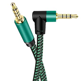 OVGCYG Aux Cable 3.5mm Audio Mic Lead 90 Degree 4-Pole TRRS Male to ...