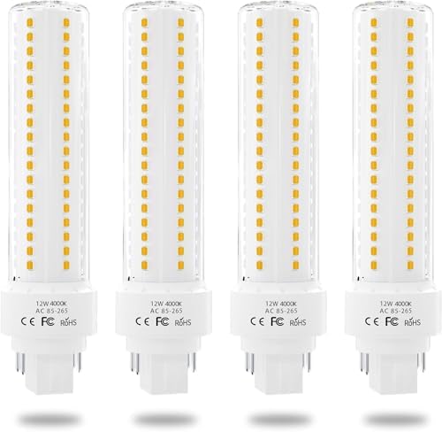LED Gx24q 4-Pin Base Light Bulb, Lustaled 12W Gx24 PL Retrofit LED ...