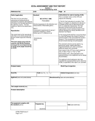 IECEX 61779-2 Ed. 1.0 en:2002, Assessment and Test Report (ATR) for IEC ...