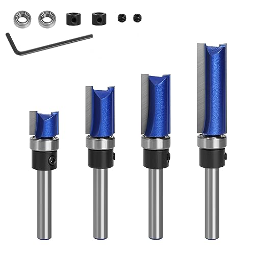 Trvoxviq Flush Trim Pattern Router Bits, 1/4″ Shank Straight Flush Trim ...