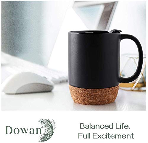 DOWAN Coffee Mugs Set of 2, 15 OZ Coffee Mug with Cork Bottom and ...