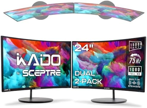 Amazon.com: Kado Dual Monitor Setup - 2-Pack 24" Curved 1500R 1920x1080 ...