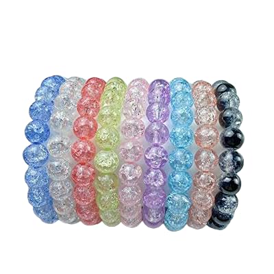 Buy SHILPMART (Pack Of 9 8 Mm Cracked Quartz Crystal Beaded Round Glass Beads Stretch Bracelet ...