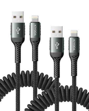 Amazon.com: Coiled iPhone Charger 3FT 2Pack, Braided USB to Lightning ...