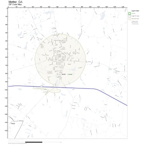 ZIP Code Wall Map of Metter, GA ZIP Code Map Not Laminated: Amazon.com ...
