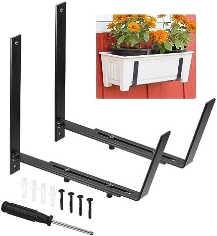 4 Pack Adjustable Window Planter Box Brackets Heavy Duty Iron Flower ...