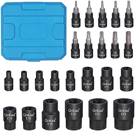 E Star Female Torx Impact Sockets E5 E24 3/8" and 1/2" Drive 17pc ...