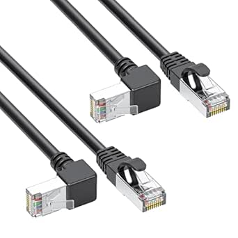 JUXINICE 2Pack 90 Degree Cat6a Ethernet Cable Shielded 1.5ft Downward ...
