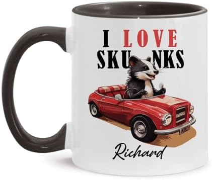 Amazon.com: I Love Skunks Coffee Cup, Personalized Name Skunk Mug For ...
