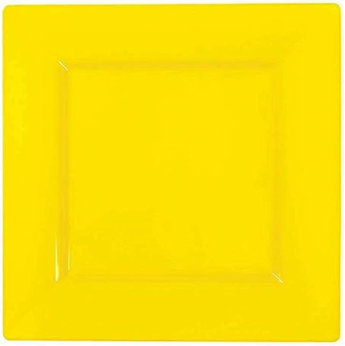 Amazon.com | Kaya Square Yellow Plastic Dinner Plates (9.5") - Pack of ...