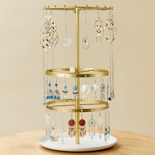 Amazon.com: Josmimic Rotating Earring Holder Organizer: Earrings Tree ...