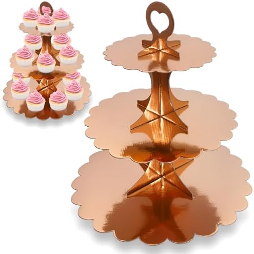 Amazon.com: Humlindo 2 Pack 3 Tier Rose Gold Cupcake Stand for 24 ...