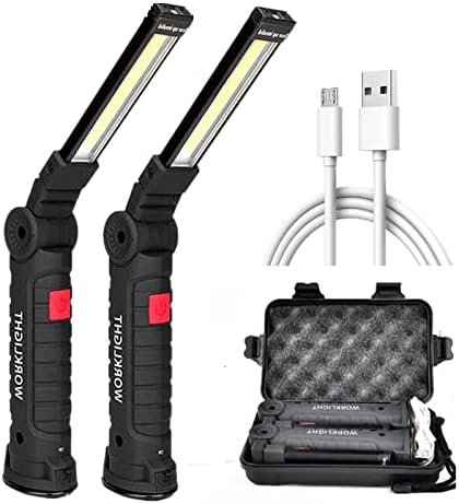 LED Work Light Flashlight, 2 Pcs 2000MH COB Rechargeable Work Lights ...