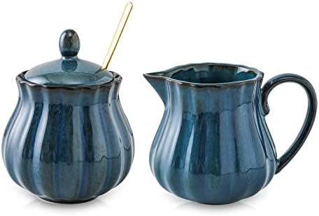 Amazon.com | Ceramic Colorful Creamer and Sugar Set with Lid Spoon ...