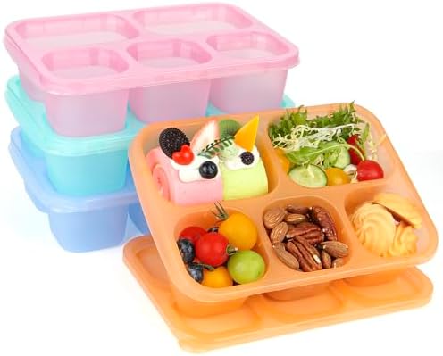 Amazon.com: Bento Box Adult Lunch Box - 4 Pack, 5 - Compartment Meal Prep Container for Kids ...