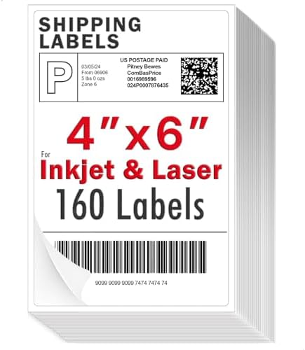 Amazon.com : 4x6 inch Shipping Labels, Laser and Inkjet Printer ...
