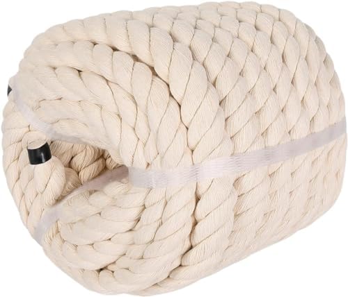 Amazon.com: 1/2 Inch x 100 Feet Natural Twisted Cotton Rope Strong ...
