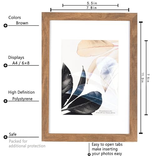 Brown Wooden Picture Frames A4 with Mount,A4Frame,A4 Picture Frames,A4 ...