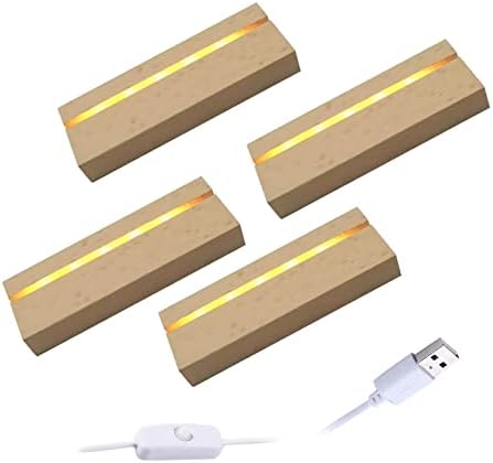 Amazon.com: Voaesdk 2Pcs Wood LED Lights Display Bases 3.94 Inch Wooden ...