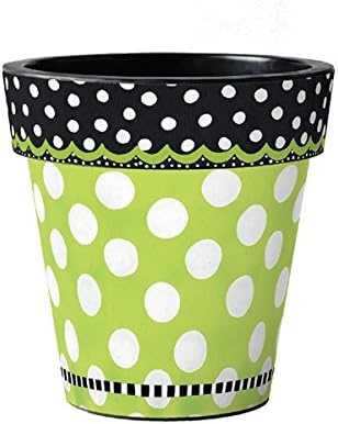 Amazon.com: Studio M Frolic Green with Dots 15" Art Pot : Patio, Lawn ...